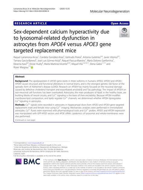 Pdf Sex Dependent Calcium Hyperactivity Due To Lysosomal Related