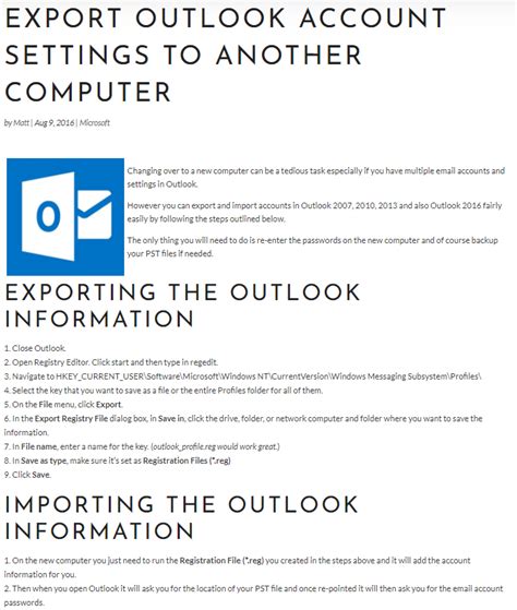 How Do I Transfer Mail Profile Settings In Outlook To Another Machine Collaboration