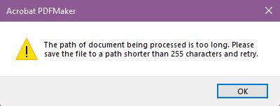 Word Save As Pdf Results In An Error The Path Of The Document Is Too