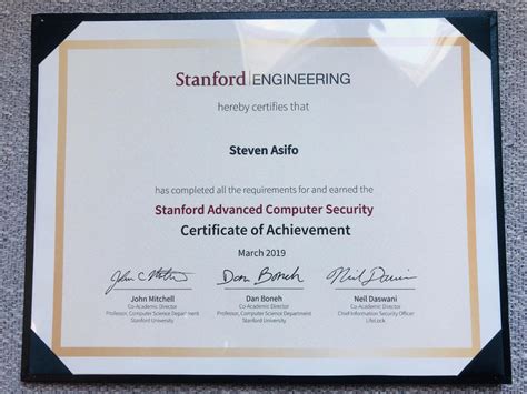Steven A On Linkedin Infosec Certificate Stanford 10 Comments