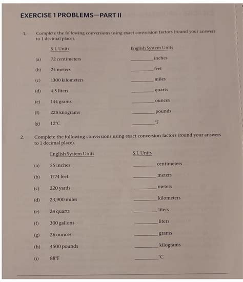 Solved Complete The Following Conversions Using Exact Chegg Com