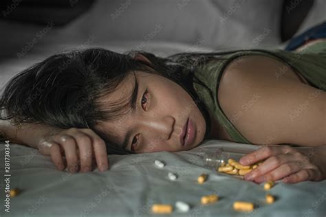 Young Beautiful Desperate And Wasted Addict Asian Japanese Woman Taking
