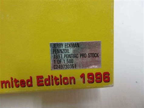 Jerry Eckman Pennzoil 1997 Pontiac Pro Stock Funny Car By Action Limited Edition 1 Of 3 500