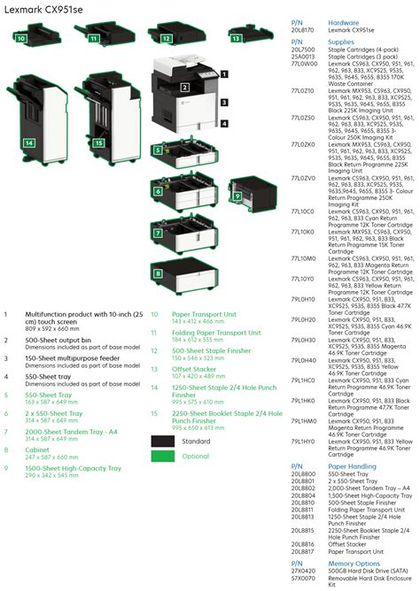 Lexmark Cx951se A3 Wireless Colour Laser Multifunction Printer Print Scan And Copy 550 Sheet