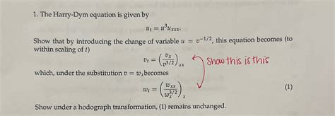 Solved The Harry Dym Equation Is Given Byut U3u×x Show That