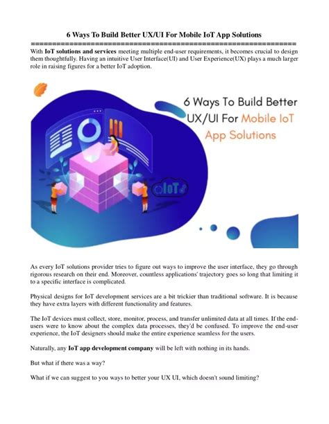 Ppt 6 Ways To Build Better Ux Ui For Mobile Iot App Solutions