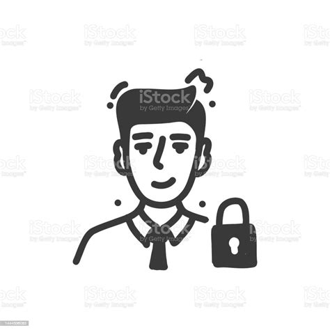 액세스 제어 키 라인 아이콘 스케치 및 낙서 디자인 픽셀 완벽 편집 가능한 스트로크 액세스 키 보안 자물쇠 사이버 보안 방화벽 낙서 드로잉에 대한 스톡 벡터 아트 및 기타