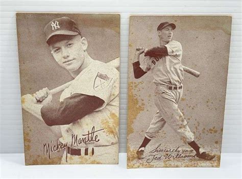 Mickey Mantle And Ted Williams Old Oversized Paperboard Exhibit Cards 3 14w X 5 38h Good