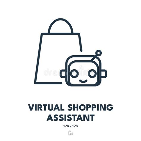 Virtual Shopping Assistant Icon Chatbot E Commerce Robot Editable