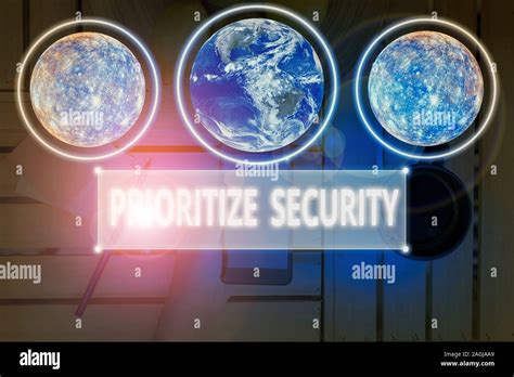 Writing Note Showing Prioritize Security Business Concept For