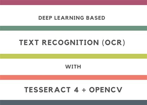 Kanimozhi Uma Phd On Linkedin Deep Learning Based Ocr Text Recognition Using Tesseract And