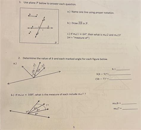 Solved 1 Use Plane P Below To Answer Each Question A