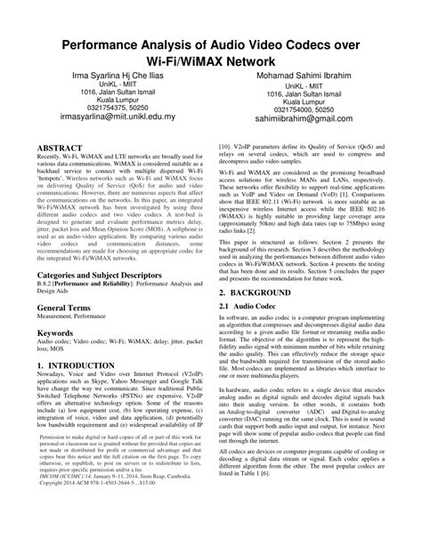 Pdf Performance Analysis Of Audio Video Codecs Over Wi Fiwimax Network