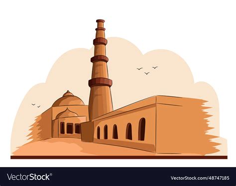 Qutub Minar Royalty Free Vector Image Vectorstock