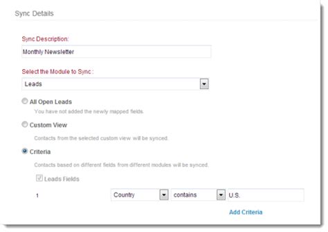 Sync With Zoho CRM Online Help Zoho Campaigns