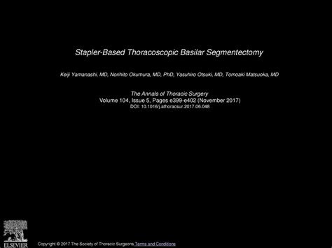 Stapler Based Thoracoscopic Basilar Segmentectomy Ppt Download