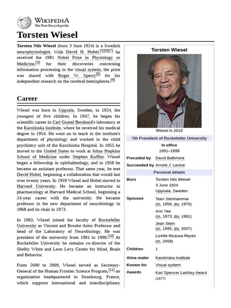 Torstenwiesel Pdf Neuroscience Vision