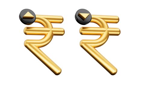 3d Gold Shiny Indian Rupee Symbol Increase Decrease Icon 3d