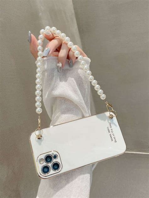 Faux Pearl Hand Strap Phone Case Bling Phone Cases Crystal Phone Case Stylish Iphone Cases