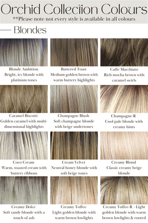 Orchid Colour Chart Valentine Wigs