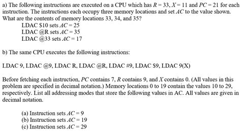 Solved The Following Instructions Are Executed On A Cpu