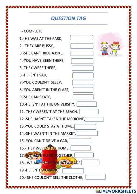 Question Tags In English Exercises At Mark Cox Blog