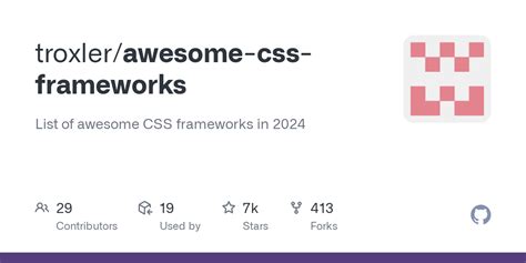 Github Troxlerawesome Css Frameworks List Of Awesome Css Frameworks In 2024