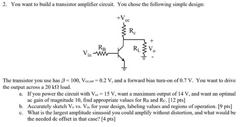 You Want To Build A Transistor Amplifier Circuit You Chegg Com
