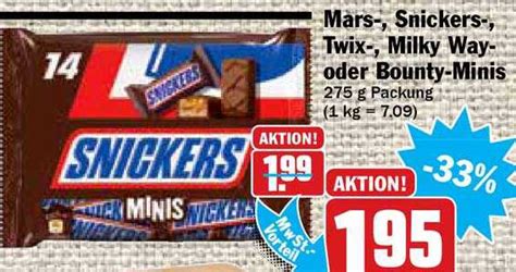 Mars Snickers Twix Milky Way Oder Bounty Minis Angebot Bei Hit 1prospekte De