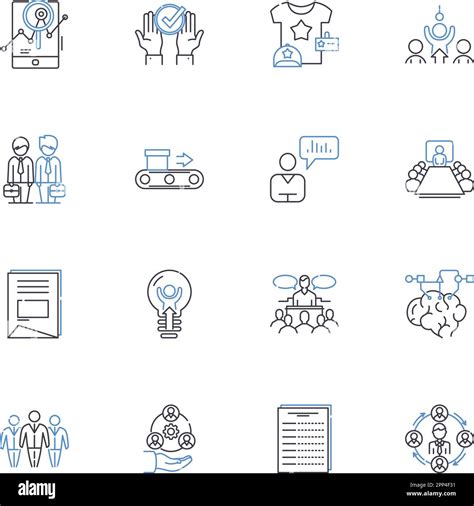 Teamwork Figures Line Icons Collection Collaborate Unity Cohesion Synergy Alliance Support