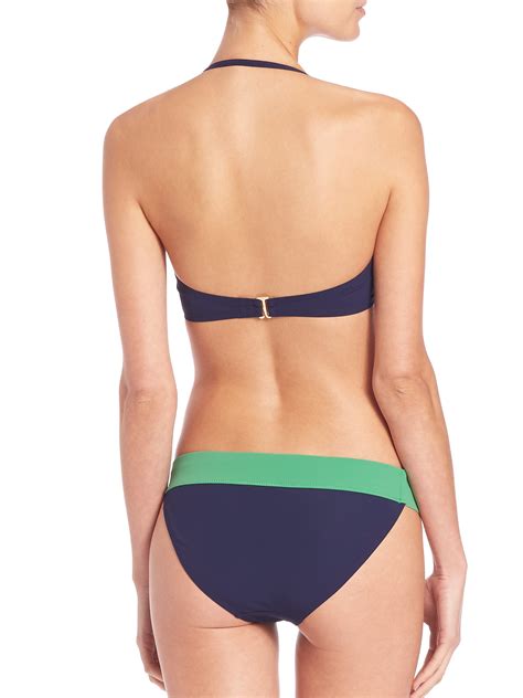 Tory Burch Two Tone Bandeau Bikini Top In Green Lyst