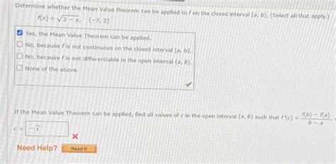 Solved Determine Whether The Mean Value Theorem Can Be