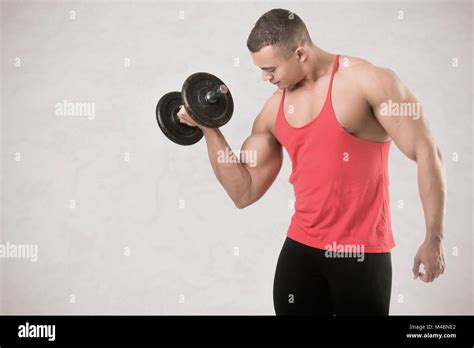 Standing Bicep Dumbbell Curl Stock Photo Alamy