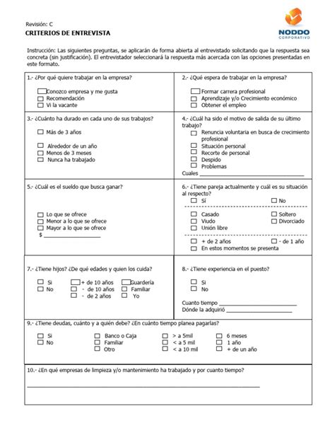 Criterios De Entrevista Pdf
