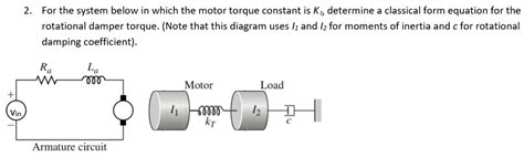 2 For The System Below In Which The Motor Torque Constant Is Kt Determine A Classical Form