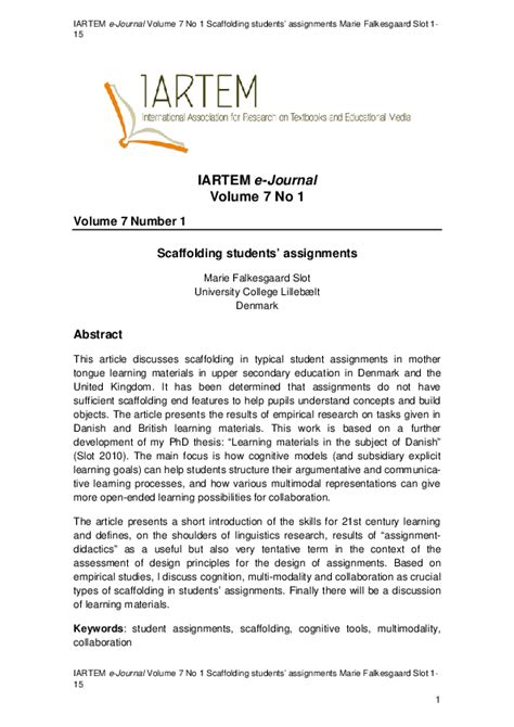 Pdf Scaffolding Students Assignments