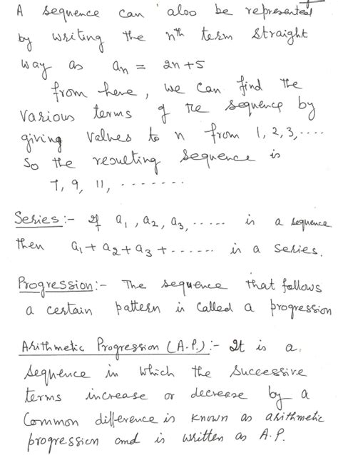 Cbse Class 10 Mathematics Arithmetic Progression Notes Set A
