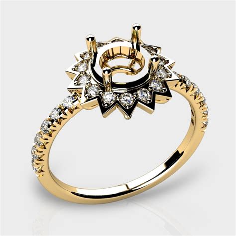 Tista 14k Gold 036 Carat Natural Diamond Semi Mount Ring Setting 6mm