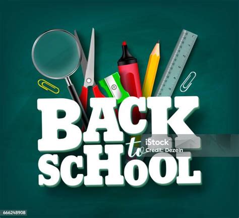 학교 벡터 배너 디자인 3d 타이틀으로 돌아가기 신학기에 대한 스톡 벡터 아트 및 기타 이미지 신학기 교사 교육 관련 직업 칠판 Istock