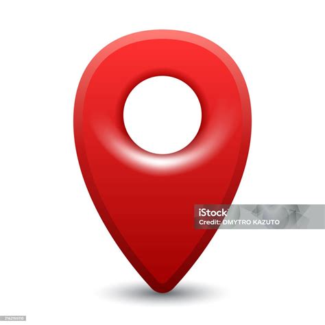 Red Map Pin Vector 3d Clipart Isolated On White Background Stock