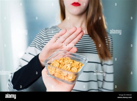Peanut Allergy Concept Food Intolerance Young Girl Refuses To Eat