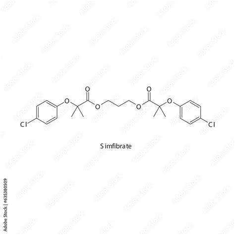 Simfibrate Flat Skeletal Molecular Structure Fibrate Drug Used In Hyperlipidemia Treatment