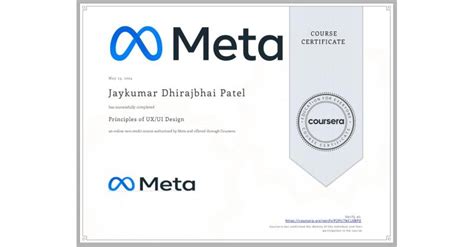 Jaykumar Patel On Linkedin Completion Certificate For Principles Of Uxui Design