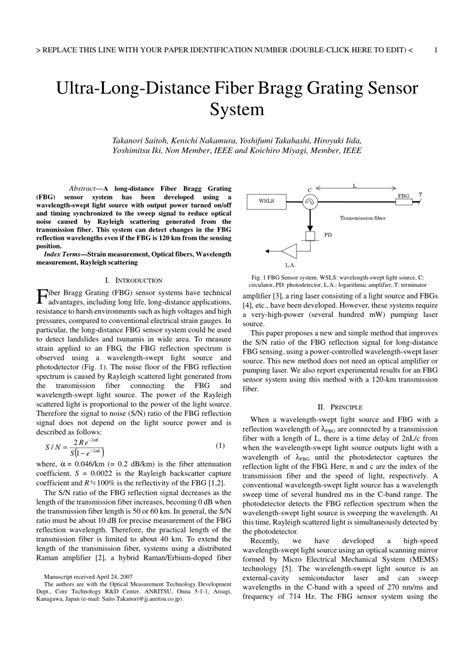 Pdf Ultra Long Distance Fiber Bragg Grating Sensor System