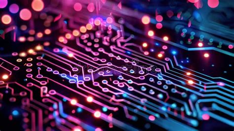 Futuristic Neon Circuit Board Surface With Vibrant Lights And Complex Patterns Stock Video