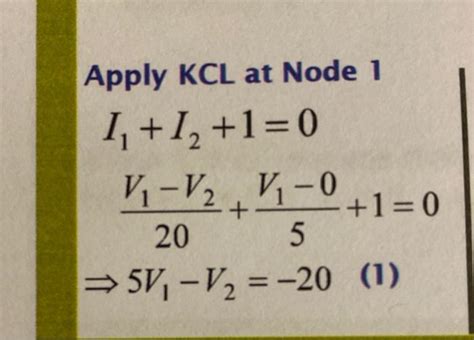 Solved Apply Kcl At Node 1 1 12 10 Vi V2 V O 10 20
