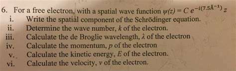 Solved For A Free Electron With A Spatial Wave Function
