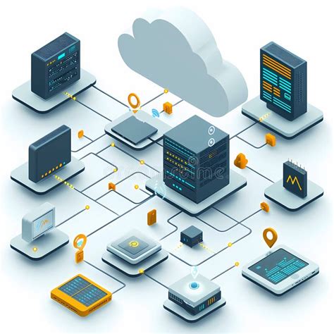 Cloud Computing Symbols And Server Connections Illustrating Digital