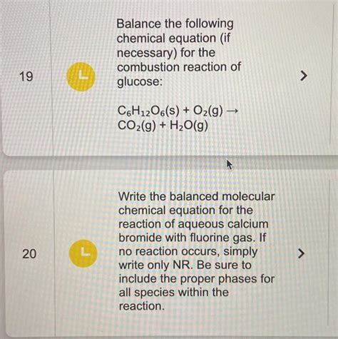 Solved Balance The Following Chemical Equation If