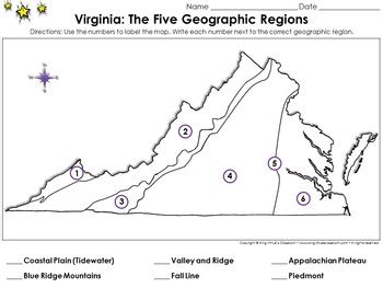 Regions Of Virginia The Five Geographical Regions Locate Places On A
